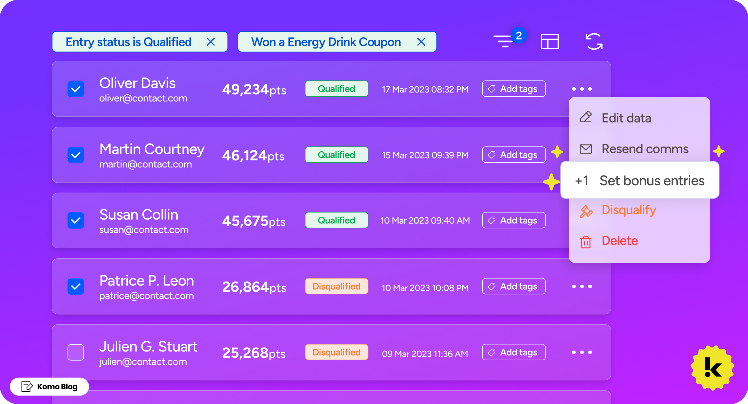 Level up your campaigns with Bonus Entries & Enhanced Entry Management
